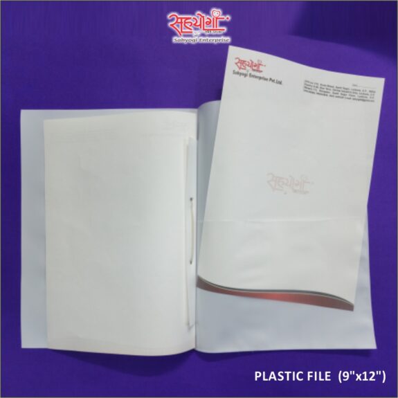 Plastic File with Clip and Pocket Milky White, Size 9″x12″